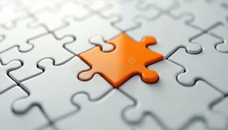 Orange Puzzle Piece Fits White Puzzle. Teamwork, Solutions, Problem ...