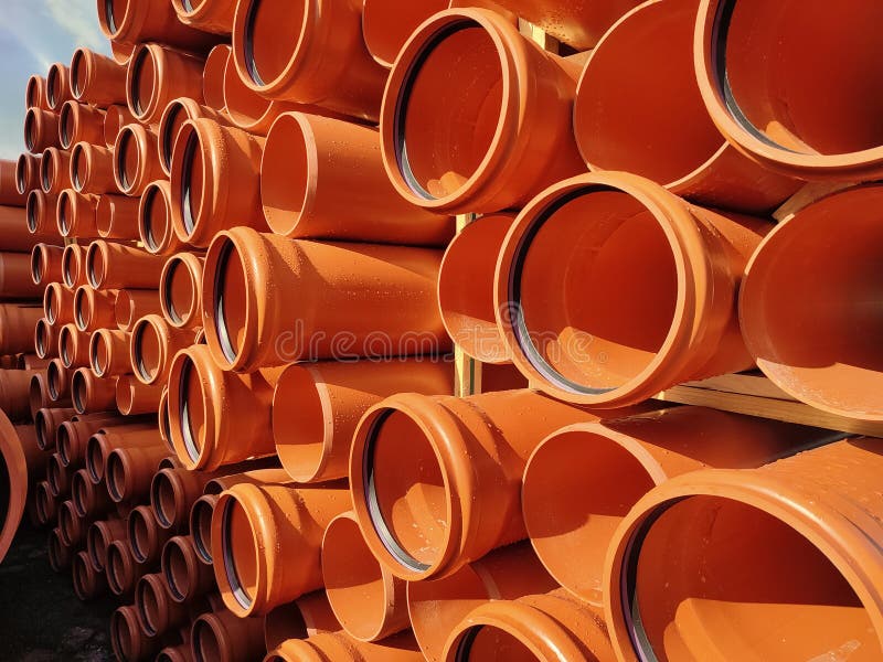 Orange PVC Sewer Pipes Background Stock Image - Image of repair ...