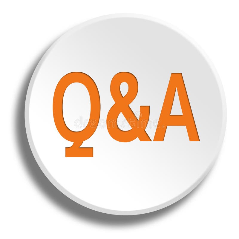 Orange Q and a in Round White Button with Shadow Stock Illustration ...