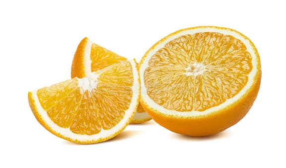 Orange 2 Quarter Pieces Isolated on White Background Stock Photo ...