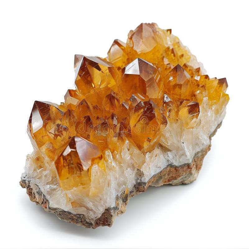 Orange Quartz Semigem Geode Crystals Geological Mineral Isolated on ...