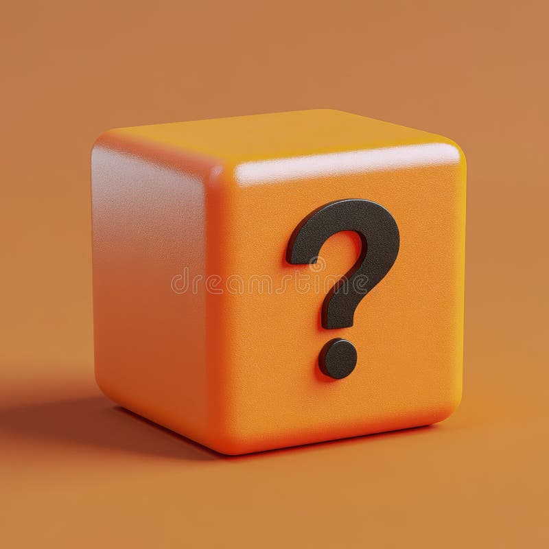 Orange Question Block with Black Question Mark on Orange Background for ...