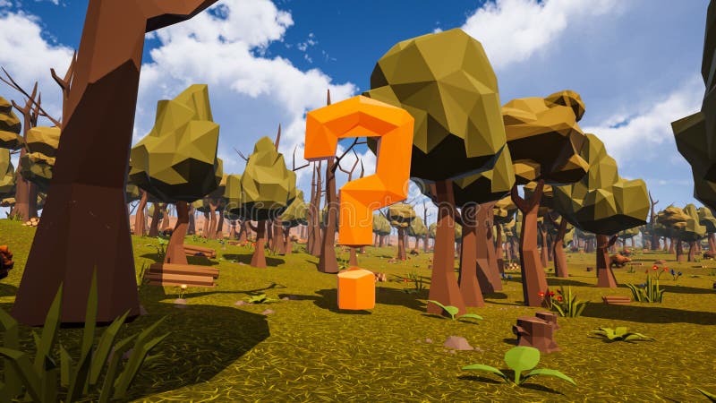 An Orange Question Mark in the Center of a Natural Environment in Low ...