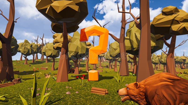 An Orange Question Mark in the Center of a Natural Environment in Low ...