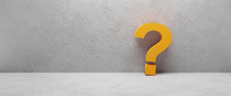Orange Question Mark Laying at Concrete Wall - Cgi 3d Render Image ...