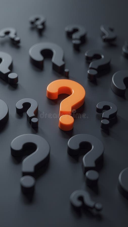 Orange Question Mark Standing Out among Black Question Marks: Concept ...