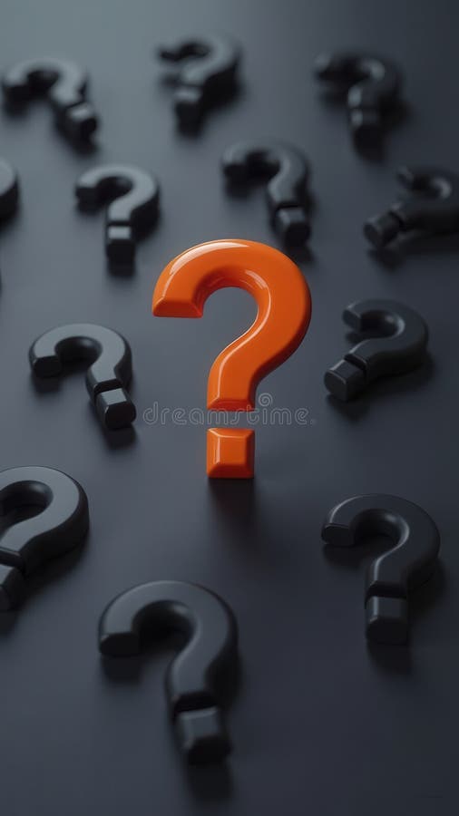 Orange Question Mark Standing Out among Black Question Marks: Finding ...
