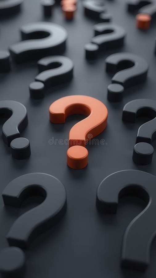 Orange Question Mark Standing Out among Black Question Marks Stock ...