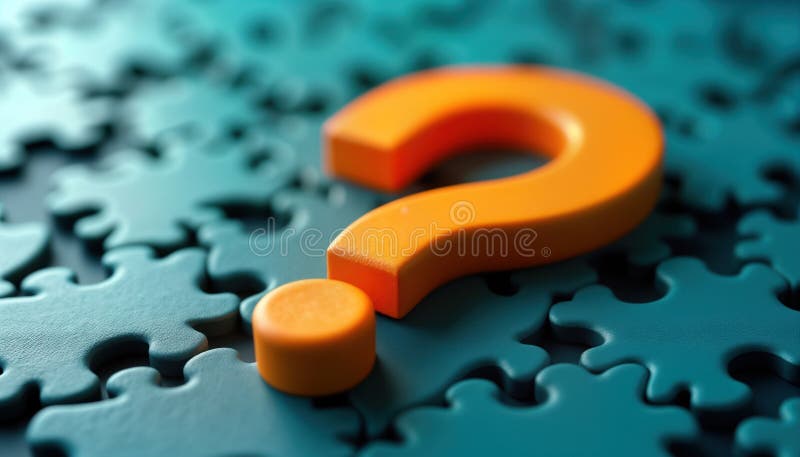 Orange Question Mark on Teal Jigsaw Puzzle Background Suggests Query ...