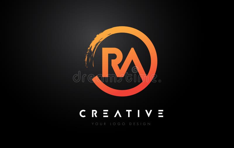 RA Circular Letter Logo with Circle Brush Design and Black Background ...