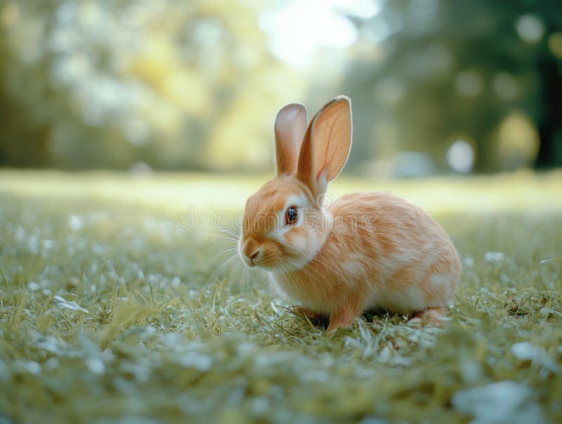 Orange rabbit in grass stock photo. Image of soft, cute - 388771292