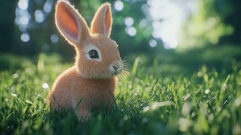 Orange Rabbit in Grass stock photo. Image of garden - 381773444