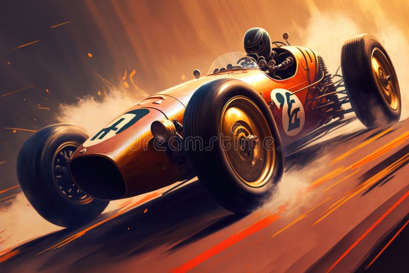 An Orange Race Car Going at High Speed on the Track. Created with ...
