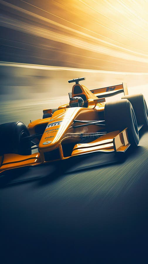 An Orange Race Car Speeding Around a Track with Intense Motion Blur ...