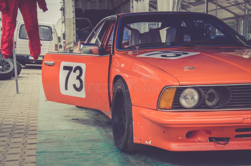 Orange Race Car with Vintage Effect Stock Image - Image of style ...