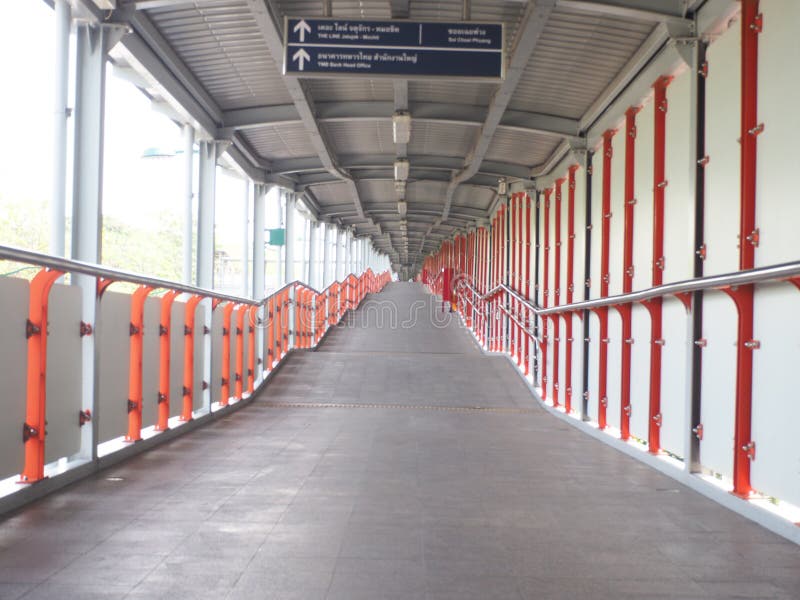 Orange Railing Road with White and Gray Roof Stock Image - Image of ...
