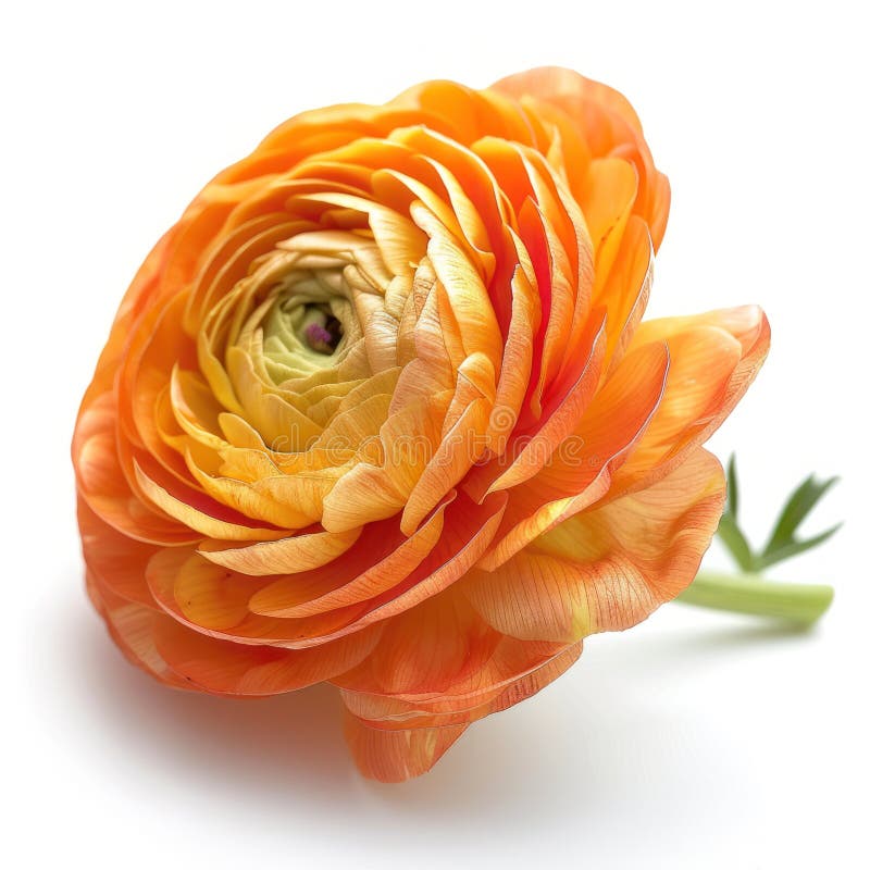 Orange Ranunculus Flower Isolated on White Background Stock Photo ...