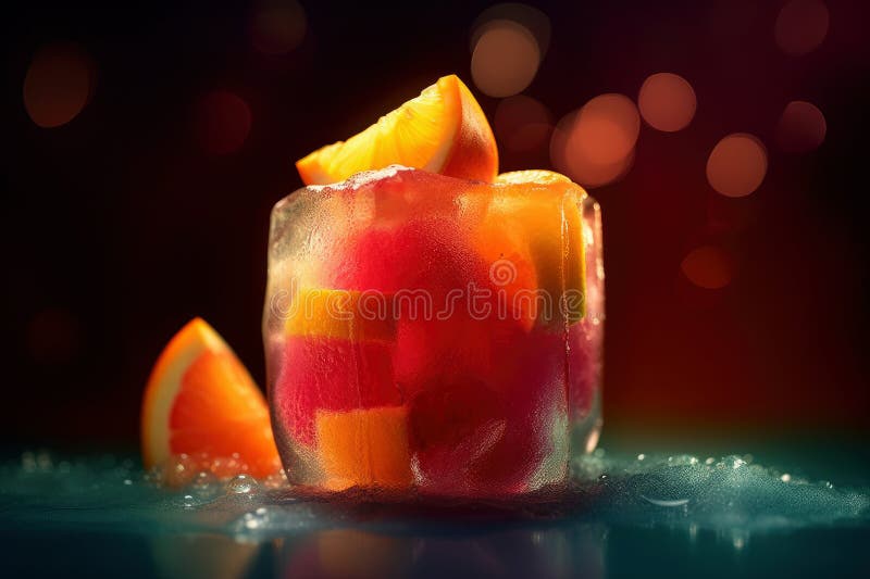 Orange and Raspberry Fruit Ice, Refreshing Fruity Icecream, AI ...