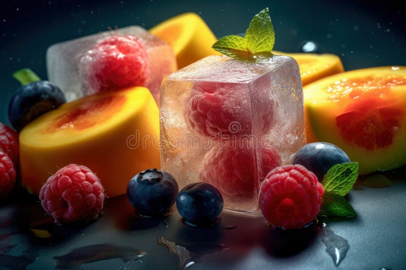 Orange, Raspberry, Lime, Lemon and Blueberry Fruit Ice, Refreshing ...