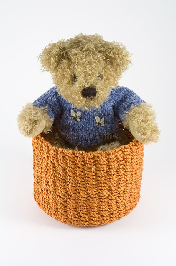 Orange Rattan Basket with Puppet Stock Photo - Image of surprise ...