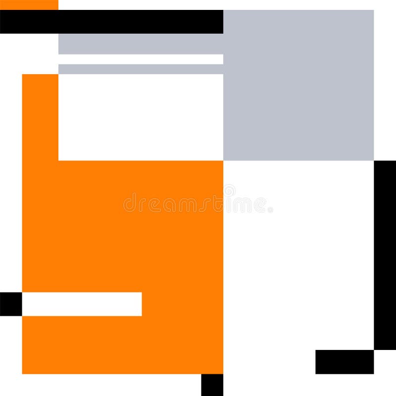 Orange Rectangle and Black Geometric Elements. Abstract Geometric ...