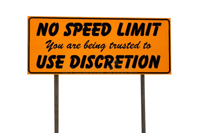 Orange Rectangle Sign with No Speed Limit Stock Image - Image of ...