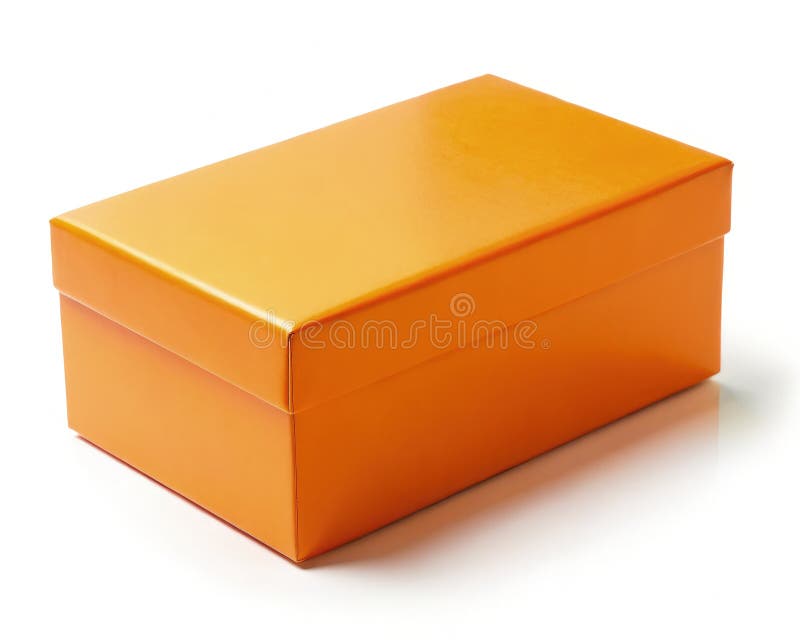 Orange Rectangular Box Viewed from the Side on a White Background ...