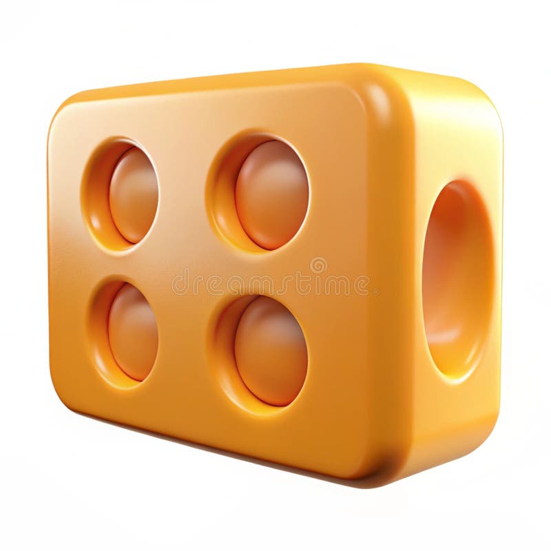 Orange Rectangular Object with Circular Holes and Yellow Bar Isolated ...