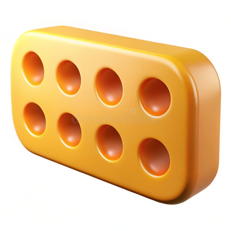 Orange Rectangular Object with Circular Holes and Yellow Bar Isolated ...