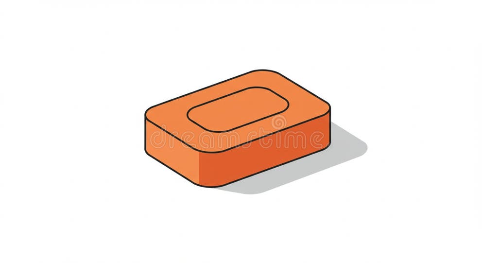 An Orange Rectangular Object with Rounded Corners is Depicted, Featuring a Smaller Stock ...