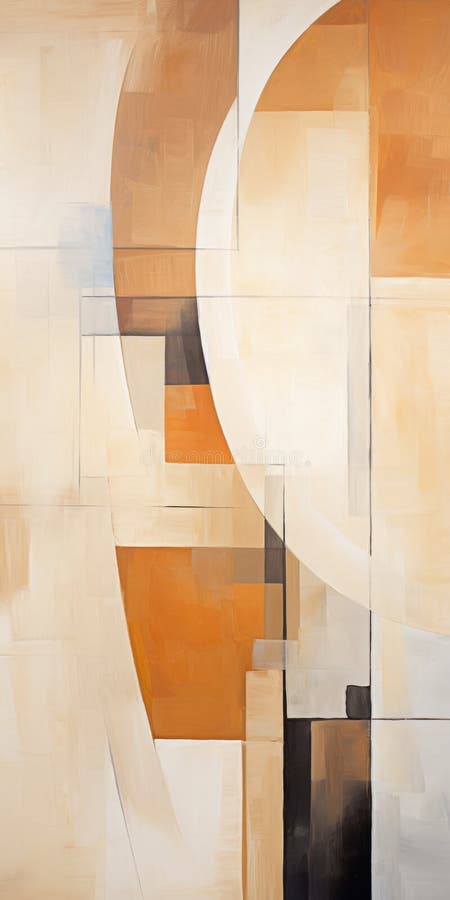 Cream and Cream: Abstract Painting in the Style of Cubism Stock ...