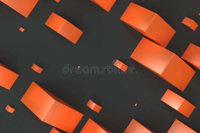 Orange Rectangular Shapes of Random Size on Black Background Stock ...