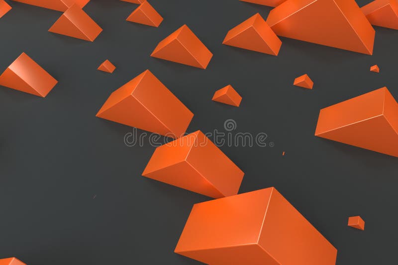 Orange Rectangular Shapes of Random Size on Black Background Stock ...