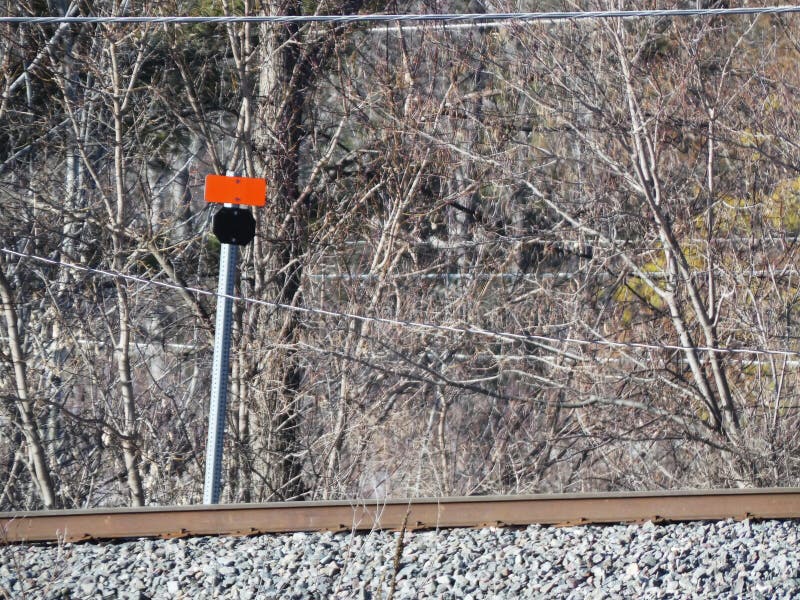 An Orange Signal on a Train Track Stock Photo - Image of lane, signal ...