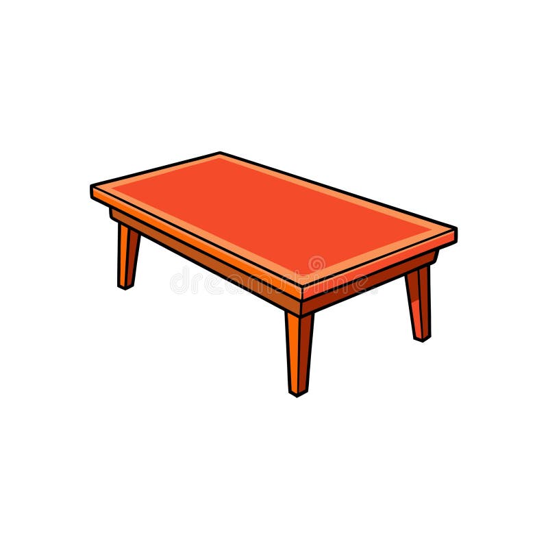 Orange Rectangular Table in Simple Cartoon Illustration Style Stock ...