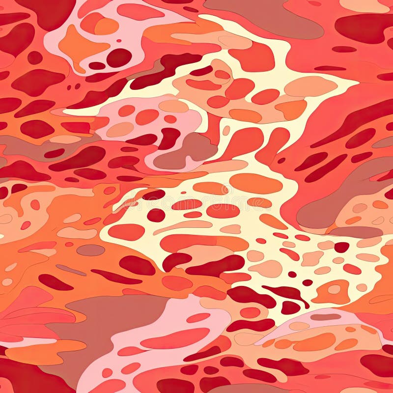 Orange and Red Abstract Pattern with Irregular Organic Forms (tiled ...