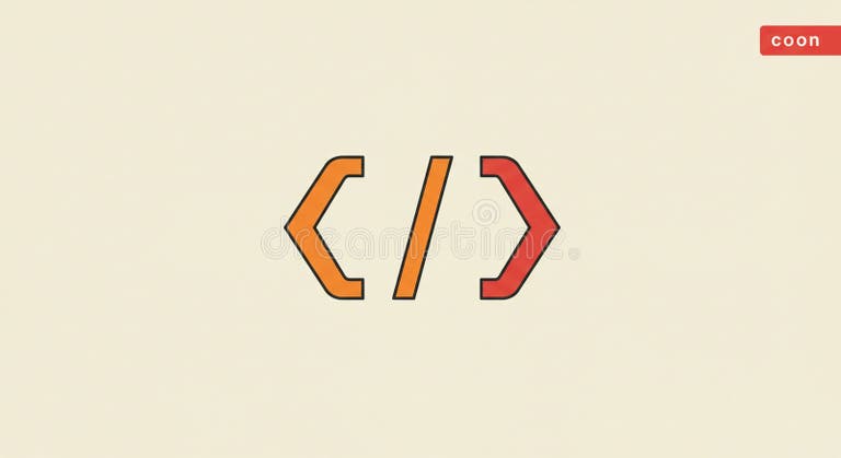 Orange and Red Angular Brackets Encapsulate a Forward Slash ...