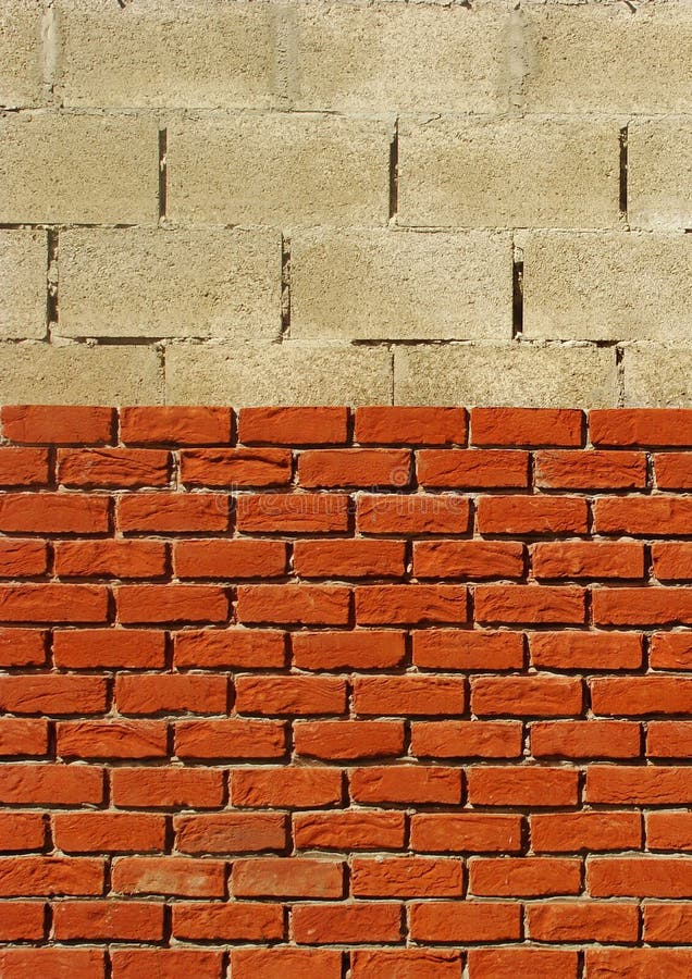 Orange Red Brick Wall Under Construction Stock Photo - Image of ...