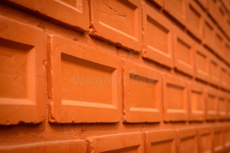 Orange Red Brick Wall with Vignette. Stock Image - Image of design ...