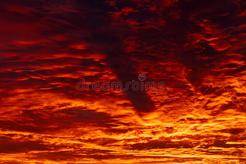 Orange and Red Clouds at Sunrise or Sunset. Stock Photo - Image of ...