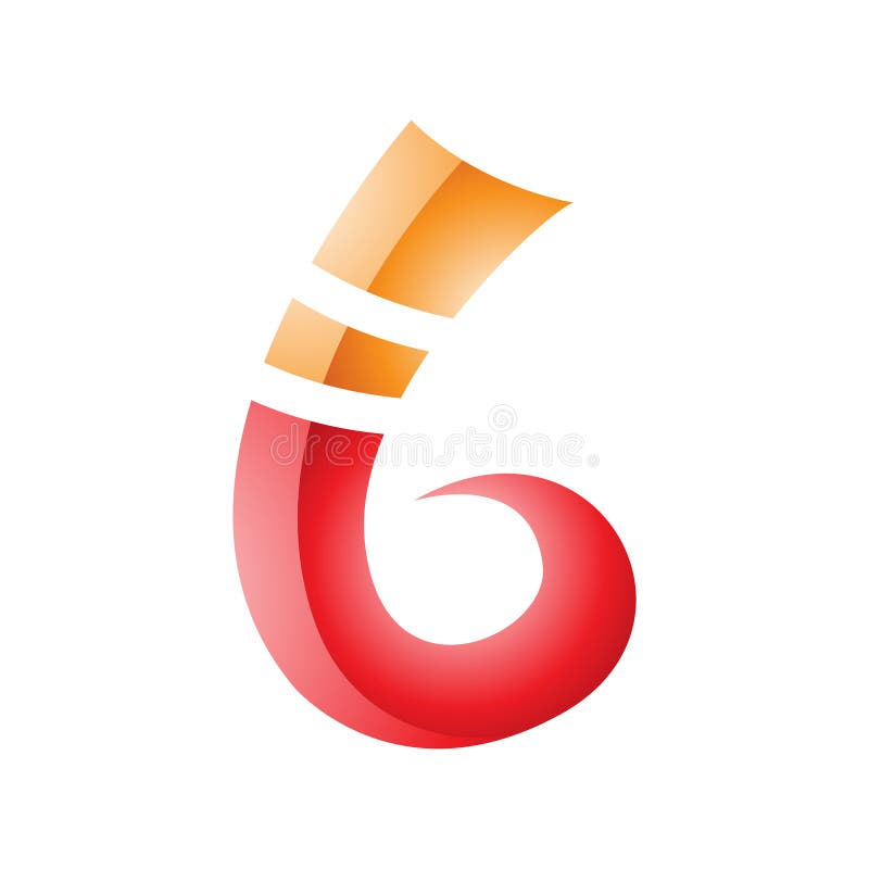 Orange and Red Curly Glossy Spike Shape Letter B Icon Stock Vector ...