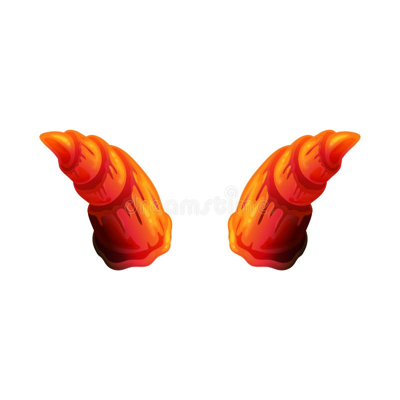 Orange and Red Devil Horns with Curved Seashell Shape and Spiral ...