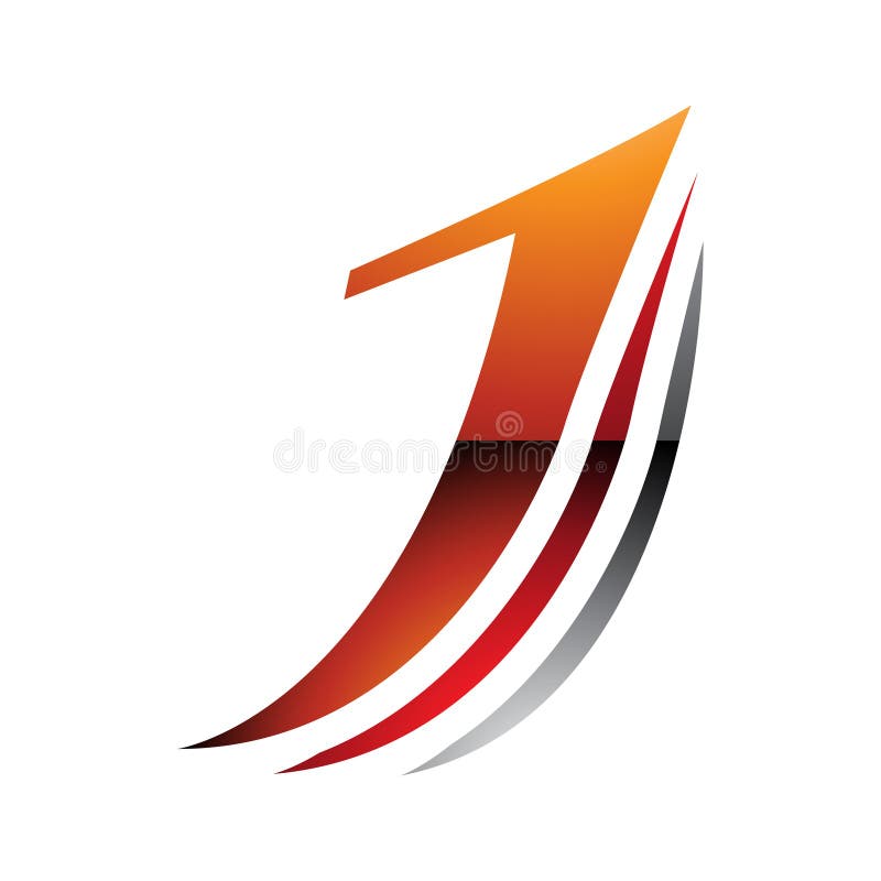 Orange and Red Glossy Layered Letter J Icon Stock Vector - Illustration ...