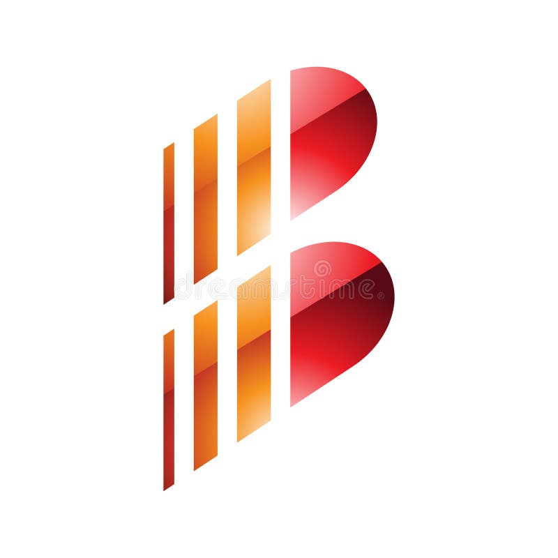 Orange and Red Glossy Letter B Icon with Vertical Stripes Stock Vector ...