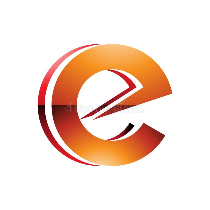 Orange and Red Glossy Round Layered Lowercase Letter E Icon Stock ...