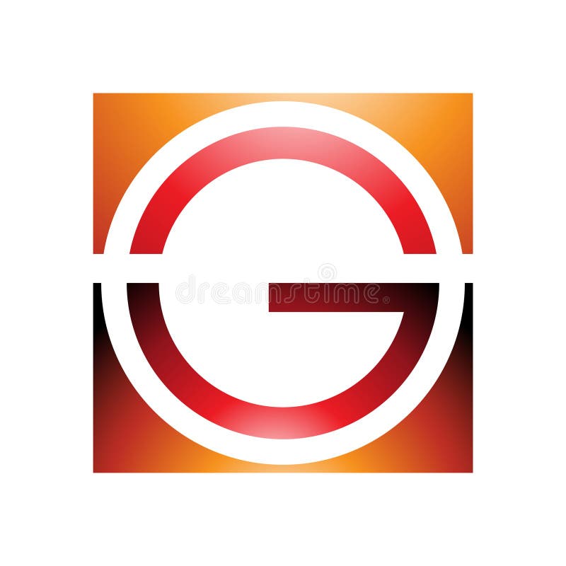 Orange and Red Glossy Round and Square Letter G Icon Stock Vector ...