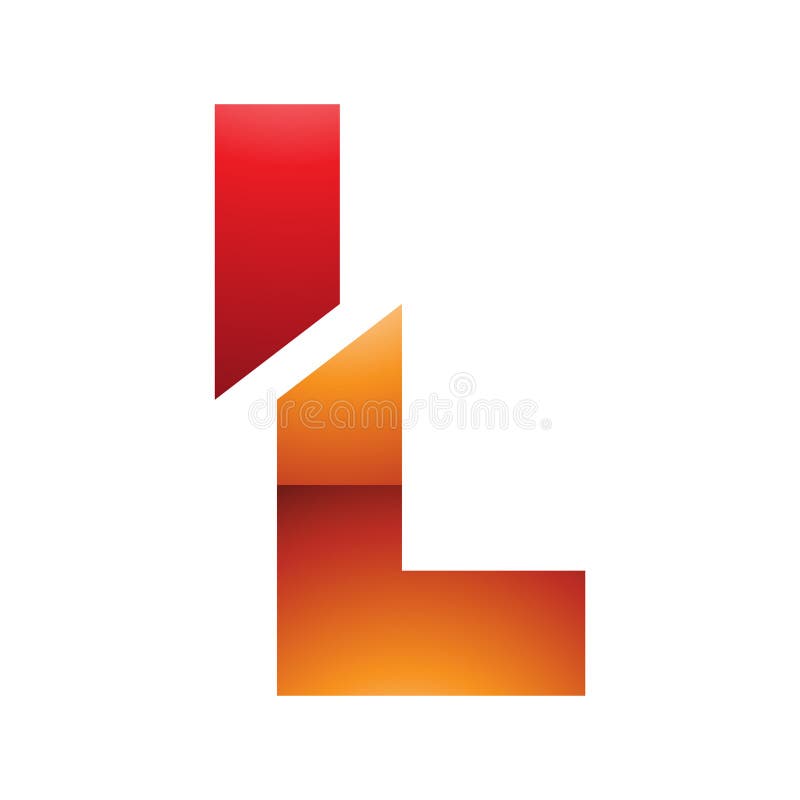 Orange and Red Glossy Split Shaped Letter L Icon Stock Vector ...