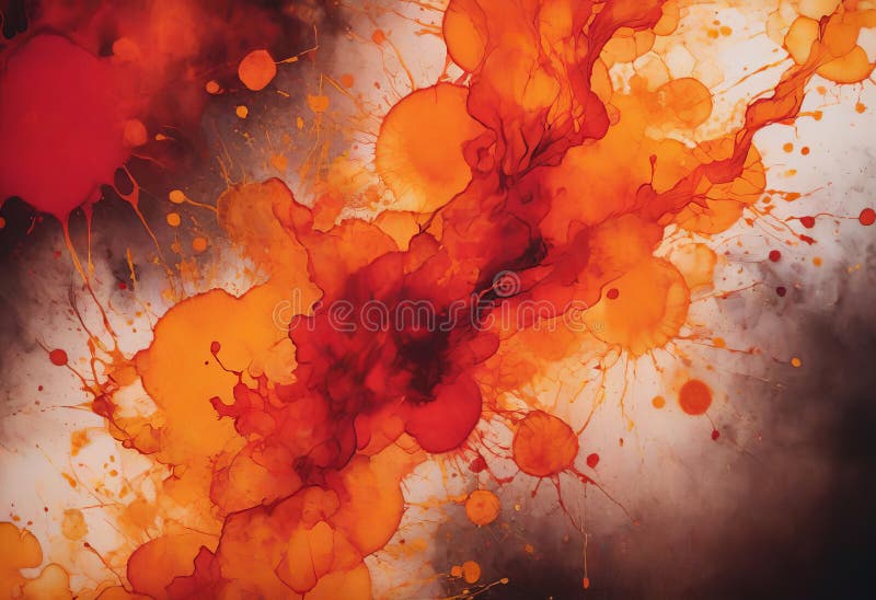 Orange, Red and Gold Alcohol Ink Splatter Background Stock Illustration ...