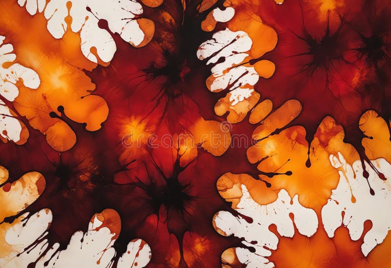 Orange, Red and Gold Alcohol Ink Splatter Background Stock Illustration ...