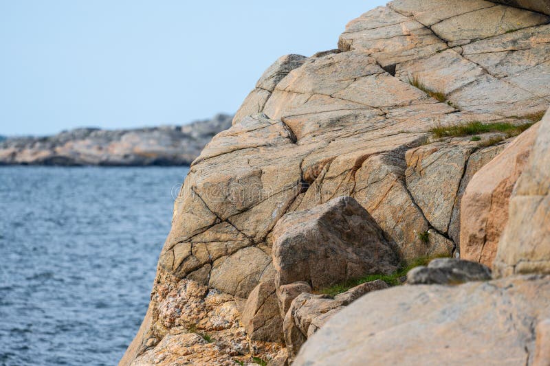 Orange Red Granite Cliffs by the Sea.. Stock Image - Image of tropical ...